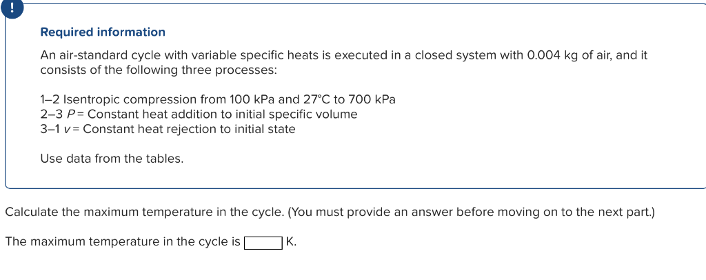 Solved Required information An air-standard cycle with | Chegg.com