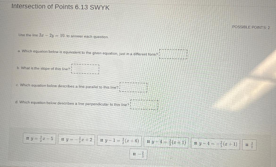 Solved Intersection of Points 6.13 SWYK POSSIBLE POINTS: 2 | Chegg.com