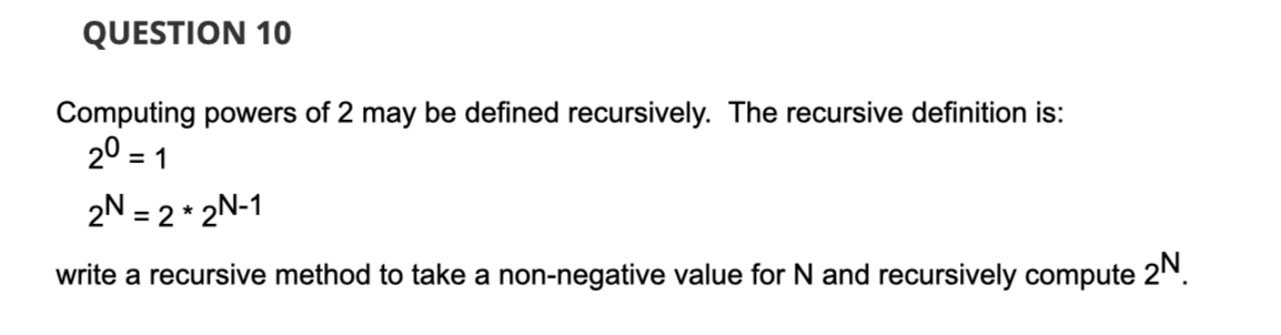 Solved Computing powers of 2 may be defined recursively. The | Chegg.com