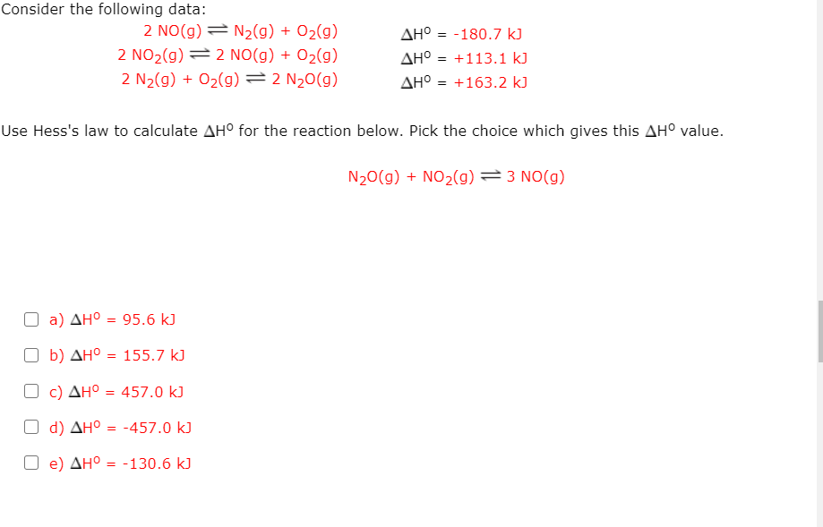 Solved Consider the following data: 2 NO(g) =N2(g) + O2(g) 2 | Chegg.com