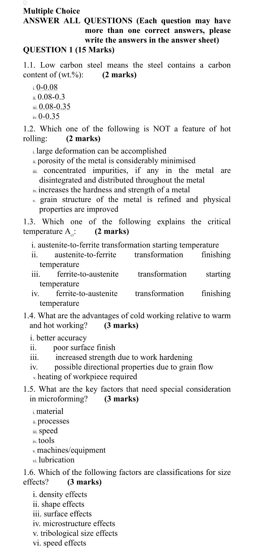 Solved Multiple Choice ANSWER ALL QUESTIONS (Each question | Chegg.com