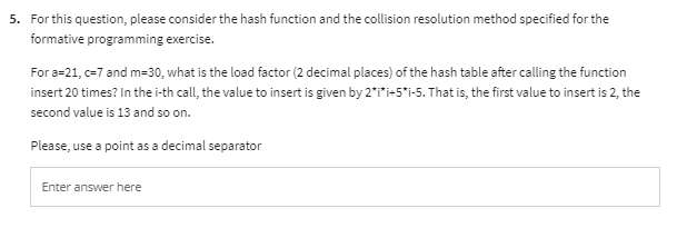 Solved For this question, please consider the hash function | Chegg.com