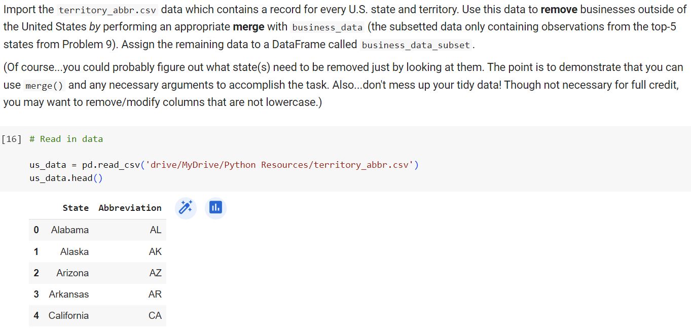 Solved Import the territory_abbr.csv data which contains a | Chegg.com