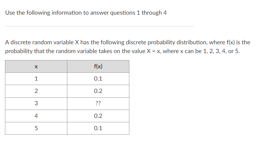 Solved Use the following information to answer questions 1 | Chegg.com