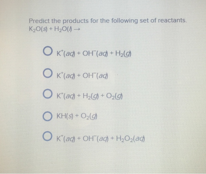 Solved Predict the products for the following set of | Chegg.com