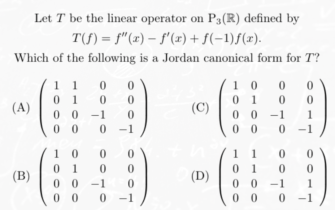 Solved Let T be the linear operator on P3(R) defined by T(f) | Chegg.com