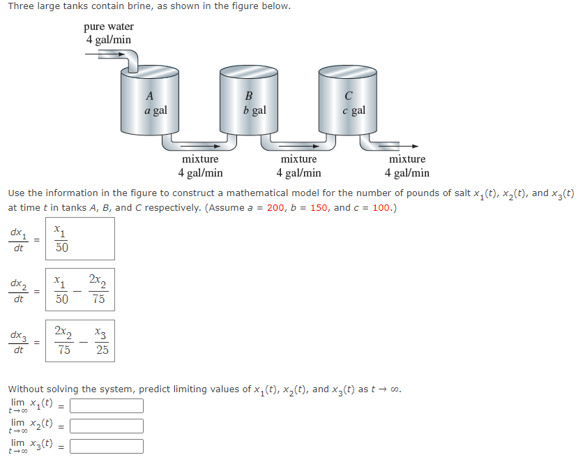 Solved Three large tanks contain brine, as shown in the | Chegg.com