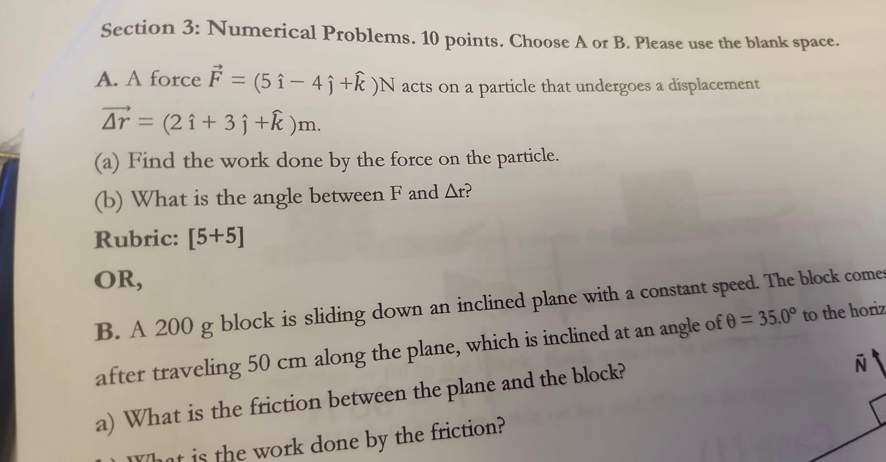 Solved Section 3: Numerical Problems. 10 points. Choose A or | Chegg.com