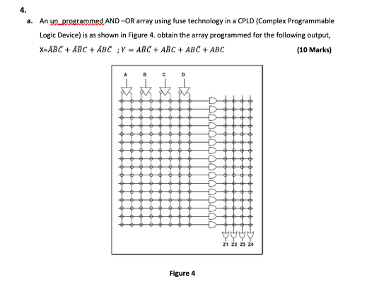 Solved 4. a An un programmed AND OR array using fuse | Chegg.com