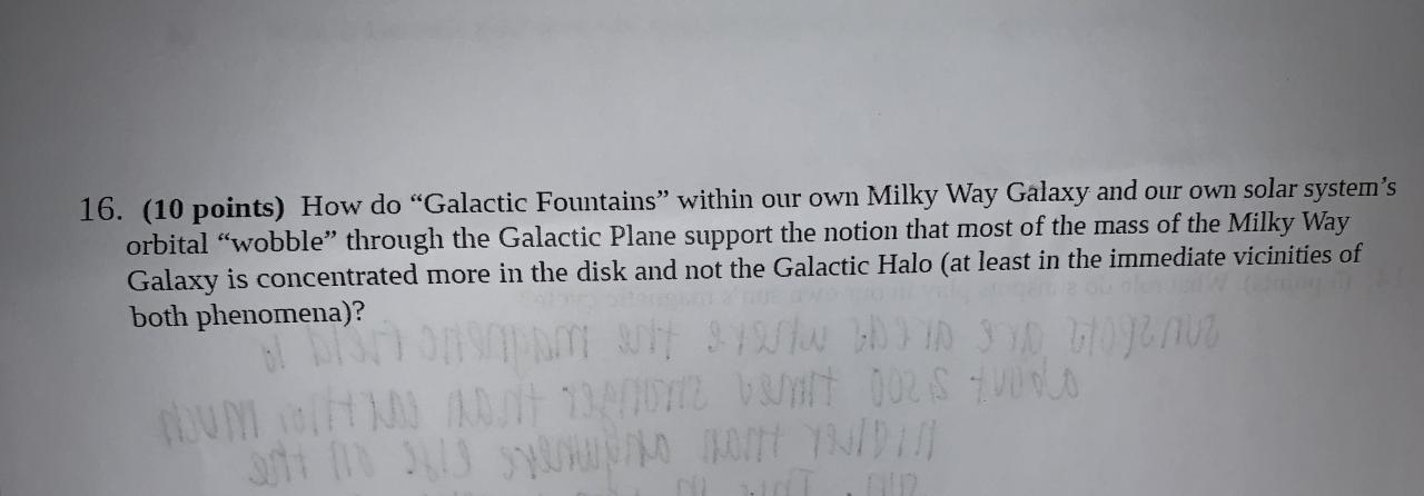 Solved 16. (10 points) How do "Galactic Fountains" within | Chegg.com