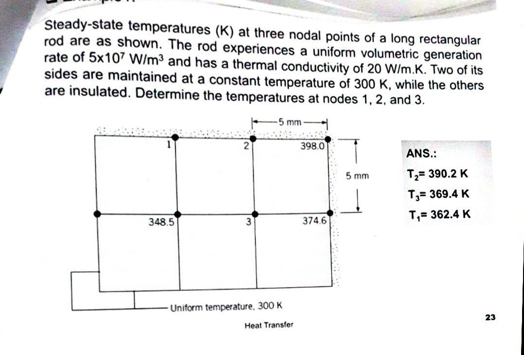 Solved Steady-state temperatures (K) at three nodal points | Chegg.com