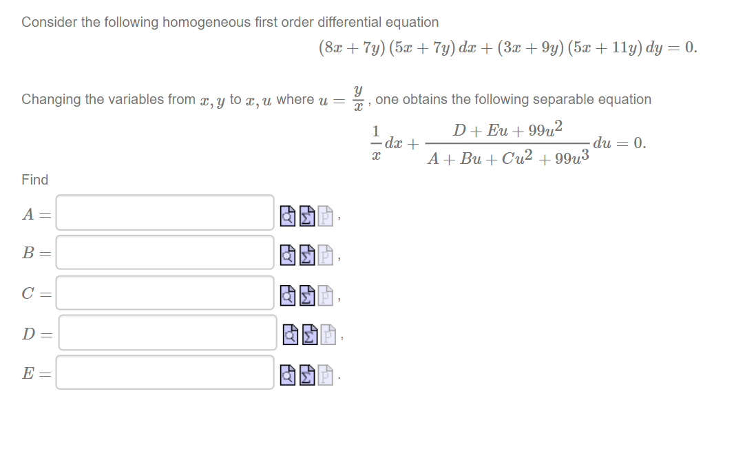 Solved Consider the following homogeneous first order | Chegg.com
