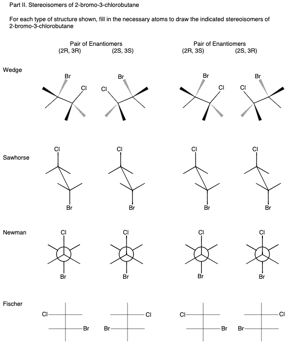 Solved Part Ii Stereoisomers Of 2 Bromo 3 Chlorobutane For
