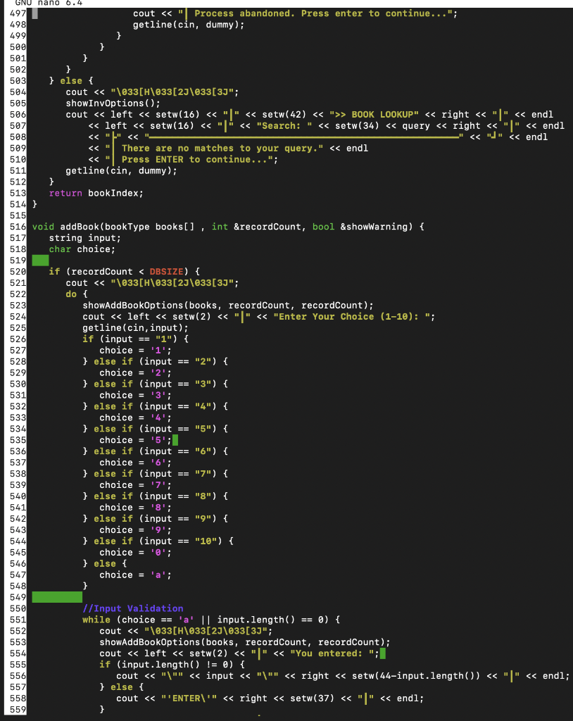 GNU nano 6.4 invmenu.cpp GNU nano | Chegg.com