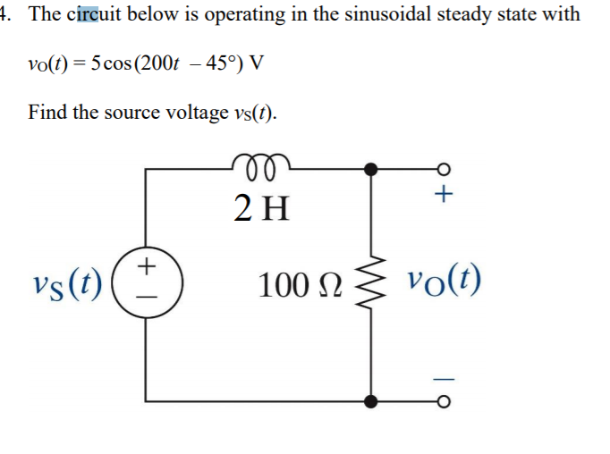 Solved 4. The circuit below is operating in the sinusoidal | Chegg.com