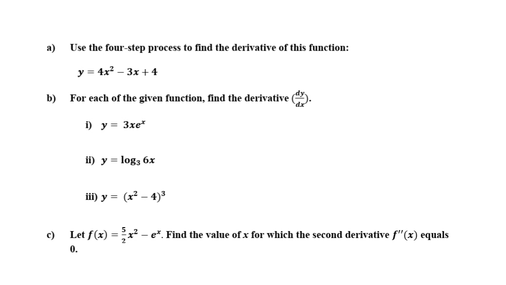 Solved a) Use the four-step process to find the derivative | Chegg.com