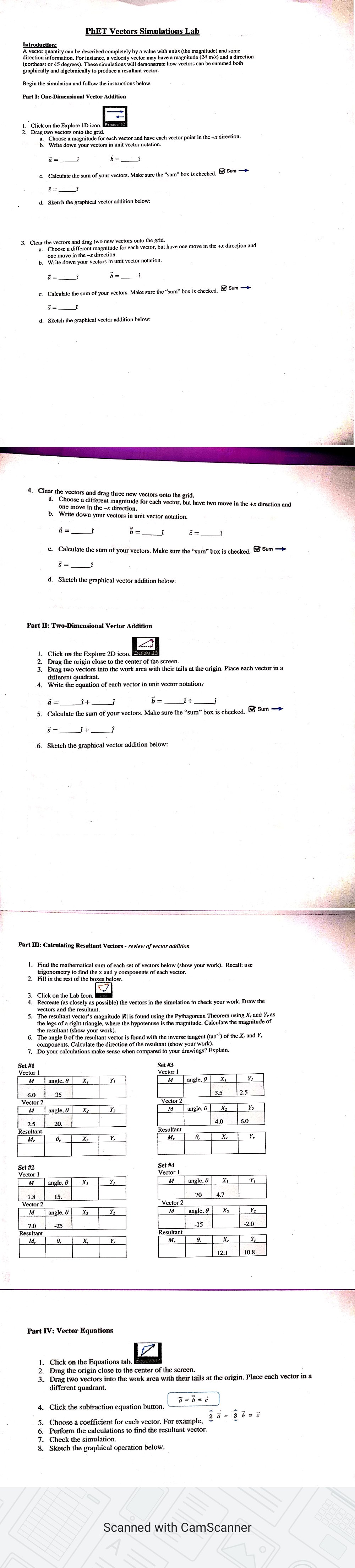 Solved Complete Physics Phet Vectors Simulations Lab Parts | Chegg.com