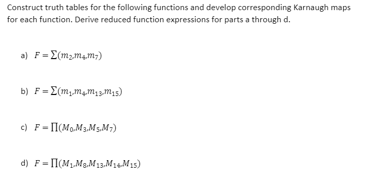 Solved Construct truth tables for the following functions | Chegg.com