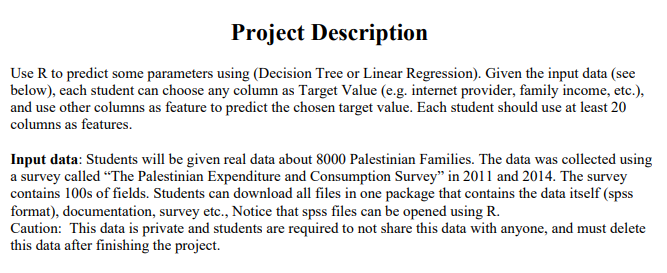 AI Project Project Description: Use R to predict some | Chegg.com