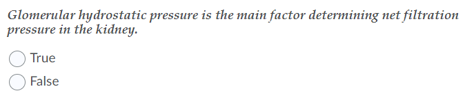 Solved Glomerular hydrostatic pressure is the main factor | Chegg.com