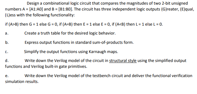 Solved A Design A Combinational Logic Circuit That Compares 8083