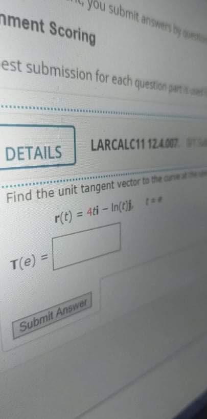 Solved You submit answers by nment Scoring est submission | Chegg.com