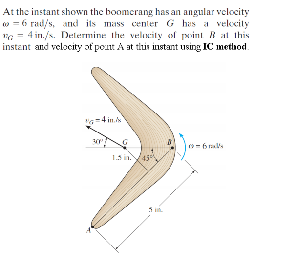 Solved At the instant shown the boomerang has an angular | Chegg.com