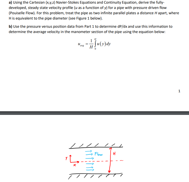 Solved a) Using the Cartesian (x,y,z) Navier-Stokes | Chegg.com