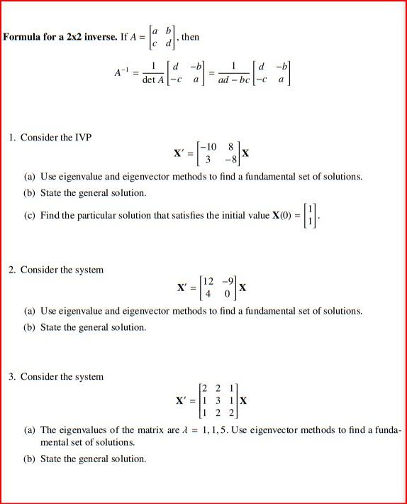 Solved Formula for a 2x2 inverse. If A = then C 1A=L: 2 chom | Chegg.com