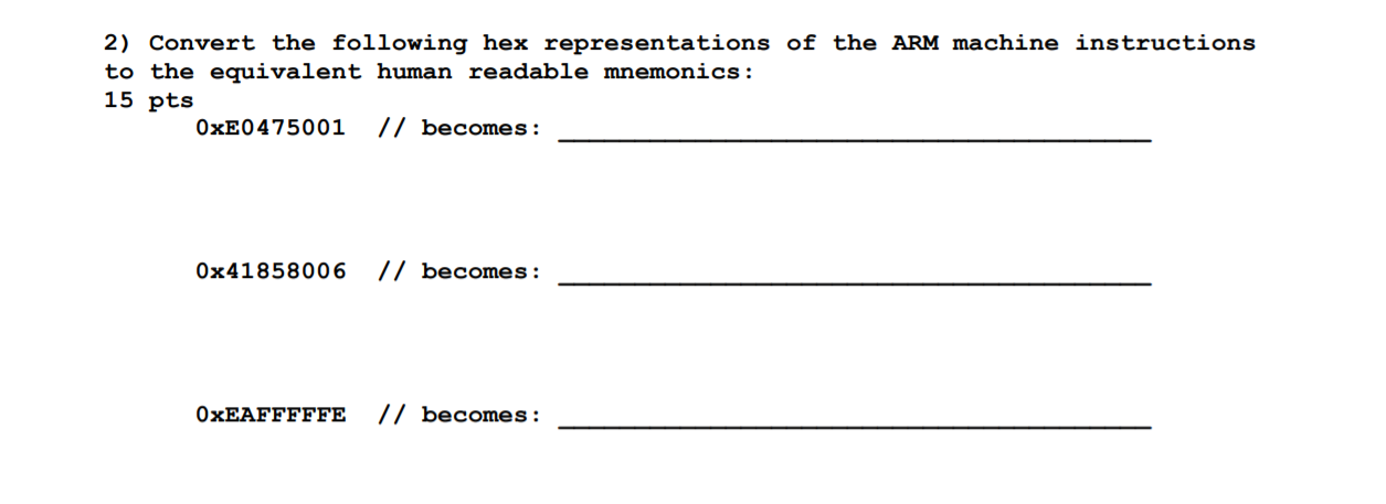 Solved 2) Convert the following hex representations of the | Chegg.com