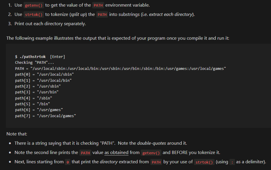 Solved 1 Use Getenv To Get The Value Of The Path