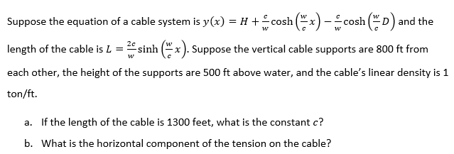 Solved Suppose the equation of a cable system is | Chegg.com