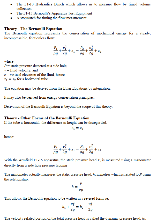 Bernoulli’s Theorem Exercise Pls Provide Calculation | Chegg.com