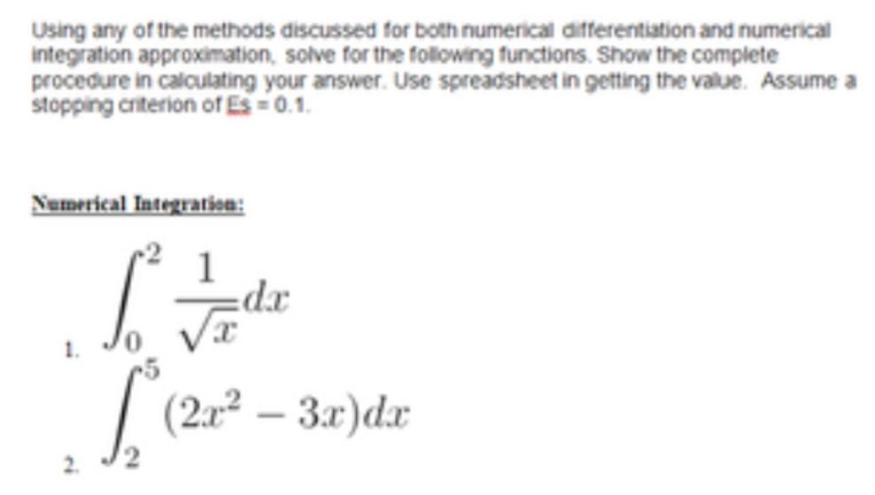 Solved Using any of the methods discussed for both numenical | Chegg.com
