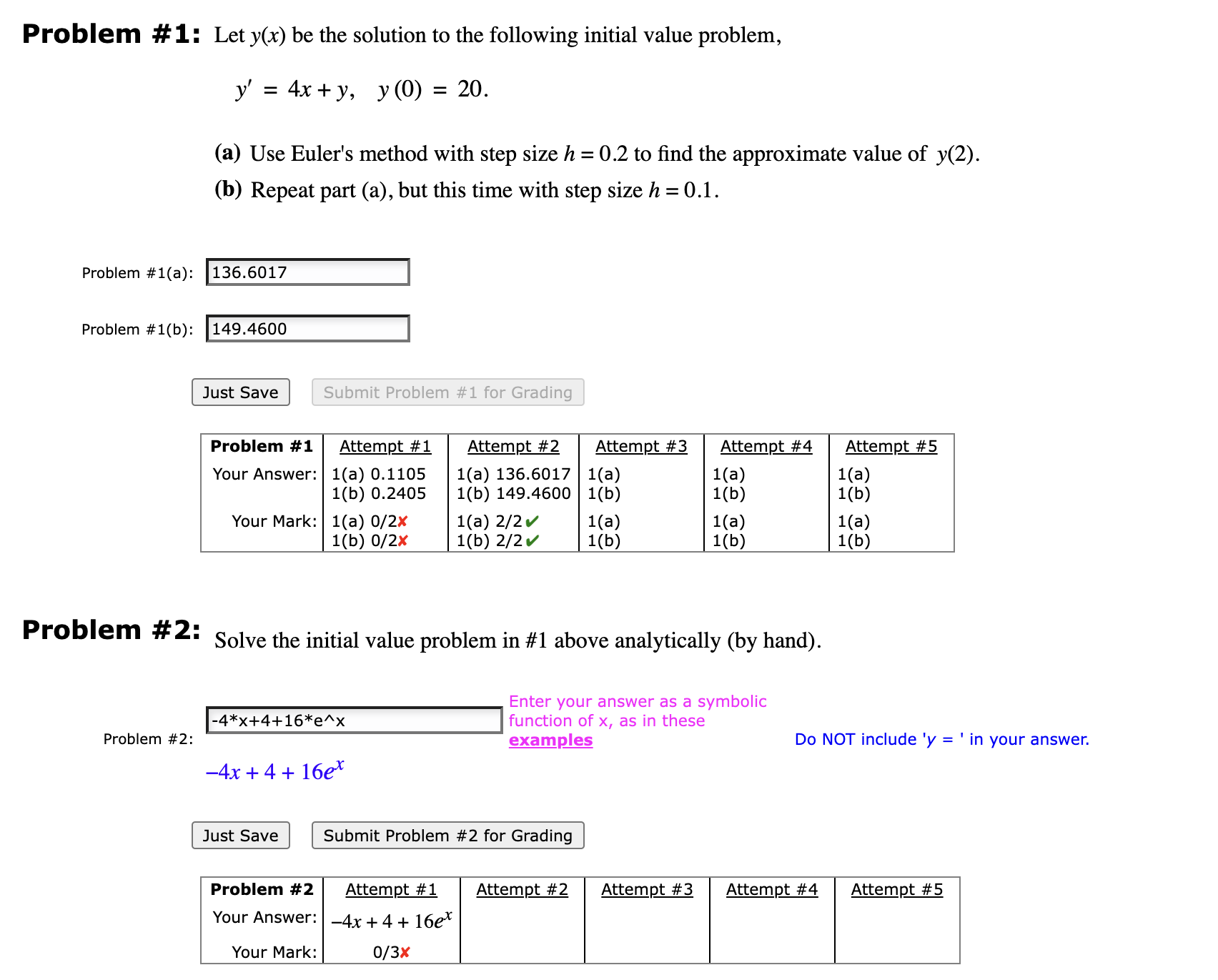 Solved Problem \# 1: Let y(x) be the solution to the | Chegg.com