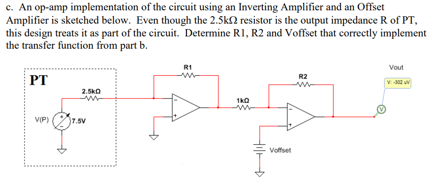 Solved c. An op-amp implementation of the circuit using an | Chegg.com