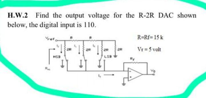 Solved H.W.2 Find the output voltage for the R-2R DAC shown | Chegg.com
