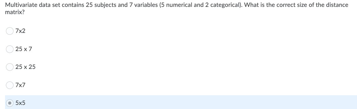 Solved Multivariate data set contains 25 subjects and 7 | Chegg.com