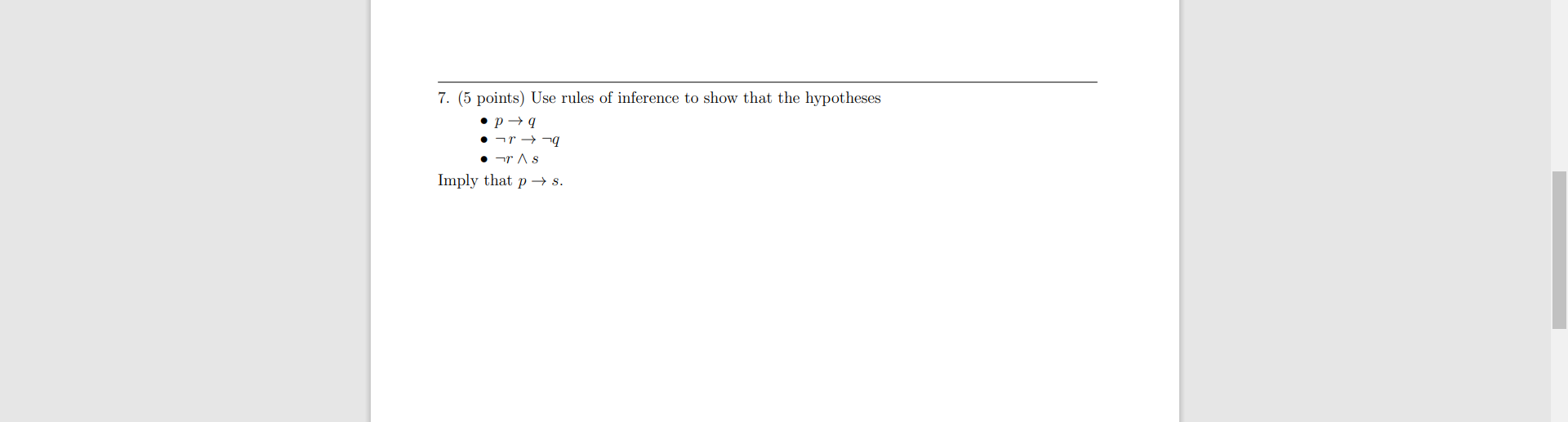 7. (5 points) Use rules of inference to show that the | Chegg.com