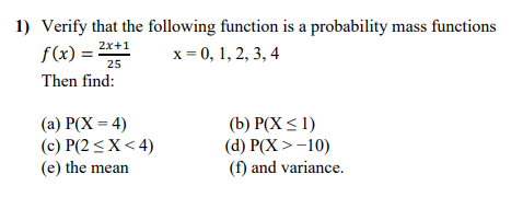 Solved Verify that the following function is a probability | Chegg.com