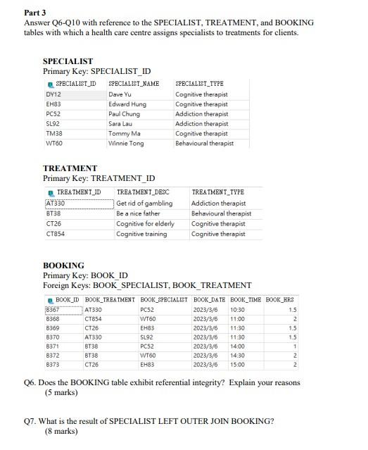 Solved Part 3 Answer Q6-Q10 with reference to the | Chegg.com