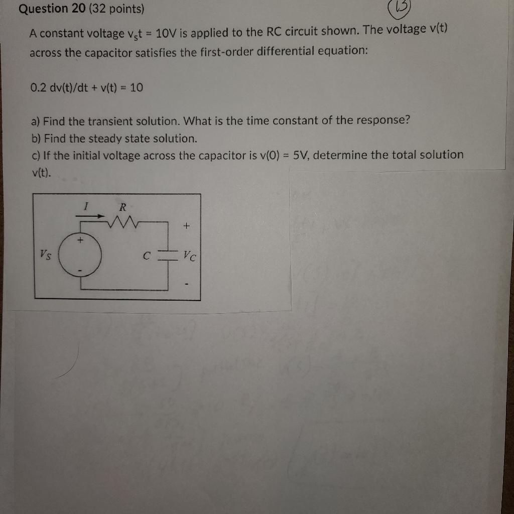 Solved (a) find the transient solution. What is the time | Chegg.com