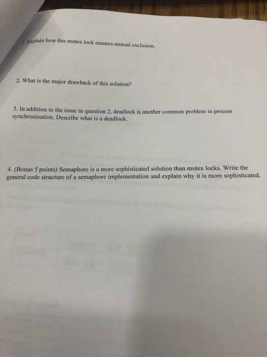 Solved Understand The General Structure Of Mutex Lock 