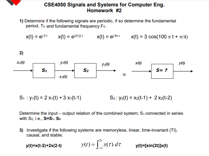 Solved CSE4050 Signals and Systems for Computer Eng. | Chegg.com
