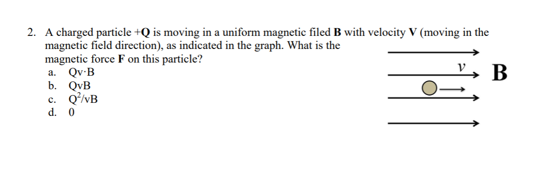 Solved 2. A charged particle +Q is moving in a uniform | Chegg.com