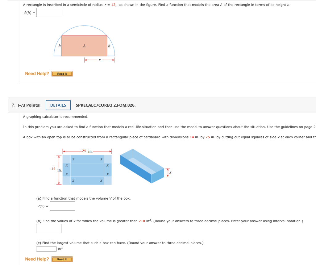 Solved A rectangle is inscribed in a semicircle of radius r | Chegg.com