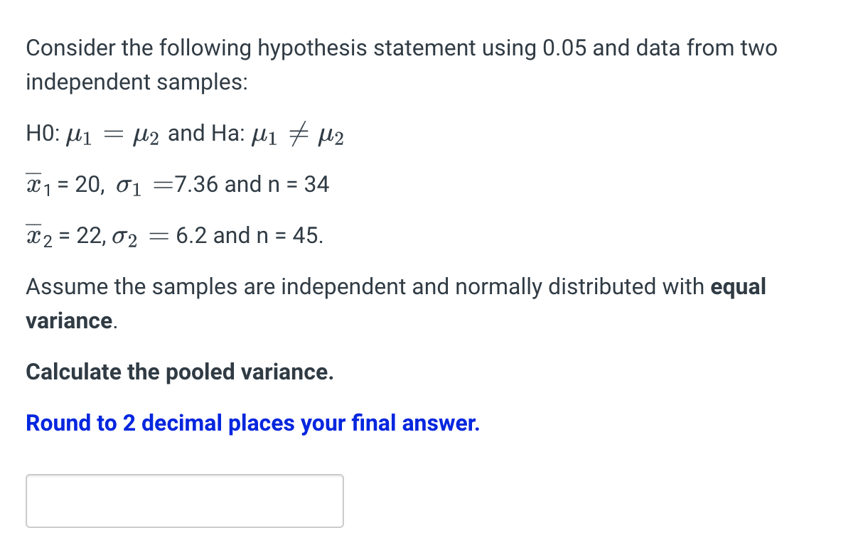 Solved Consider the following hypothesis statement using | Chegg.com