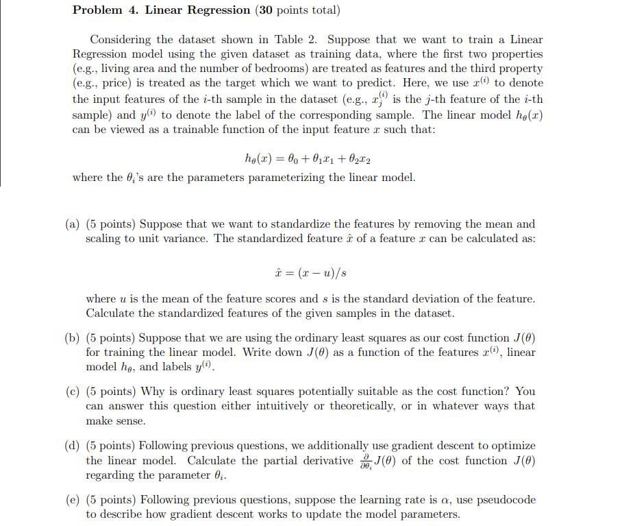 Solved f) (5 points) Suppose we only use the living area as | Chegg.com