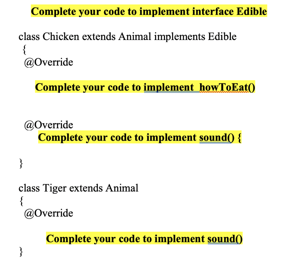 Solved Task 1: Complete the program below that implement the | Chegg.com