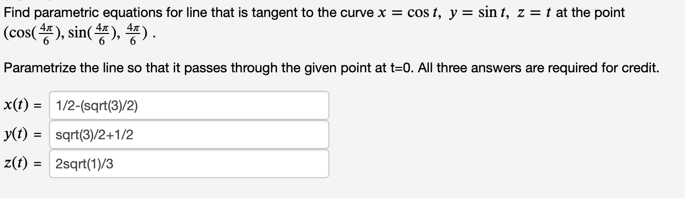 Solved Find parametric equations for line that is tangent to | Chegg.com